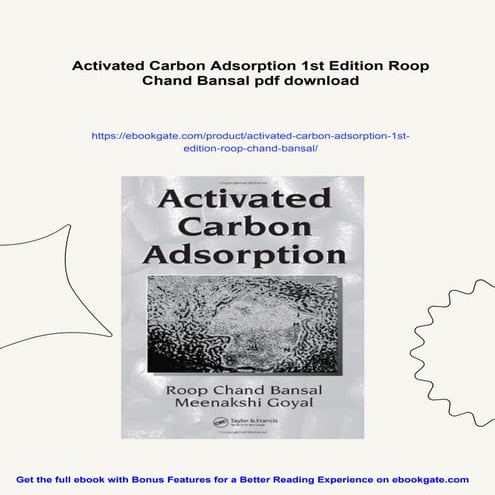 Activated Carbon Adsorption 1st Edition Roop Chand Bansal | PDF