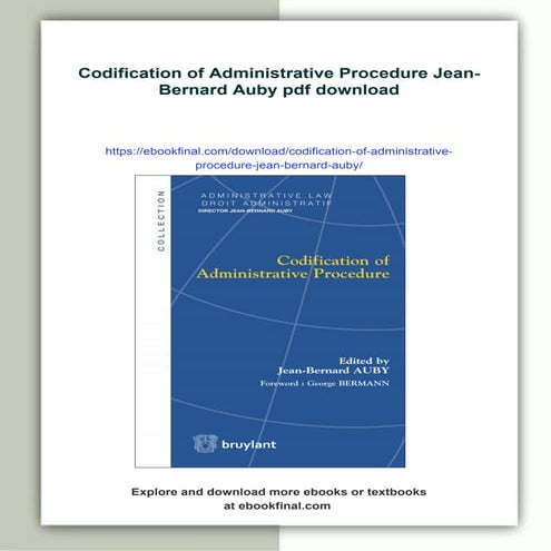 Codification of Administrative Procedure Jean-Bernard Auby | PDF