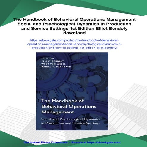 The Handbook of Behavioral Operations Management Social and ...