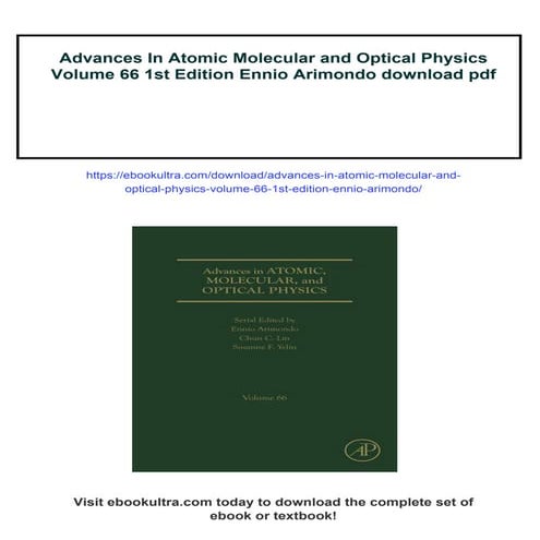 Advances In Atomic Molecular and Optical Physics Volume 66 1st Edition ...