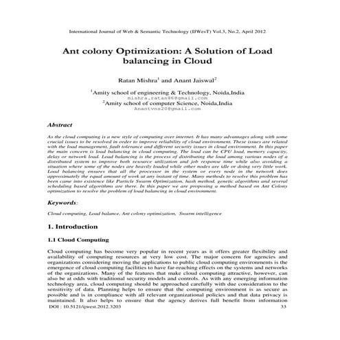 Ant Colony Optimization A Solution Of Load Balancing In Cloud Pdf