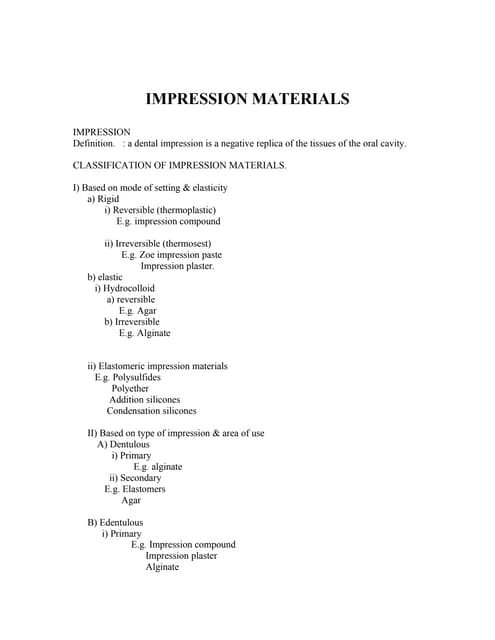 Basic principles in impression making | PDF