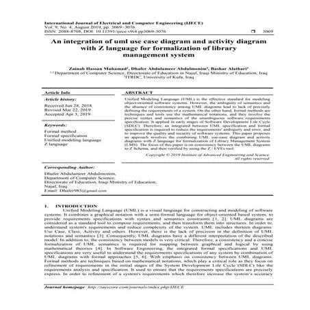 An integration of uml use case diagram and activity diagram with Z ...
