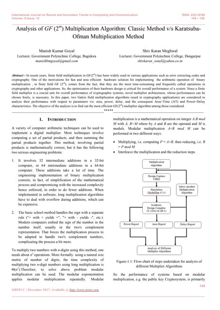 Karatsuba algorithm for fast mltiplication | PPT