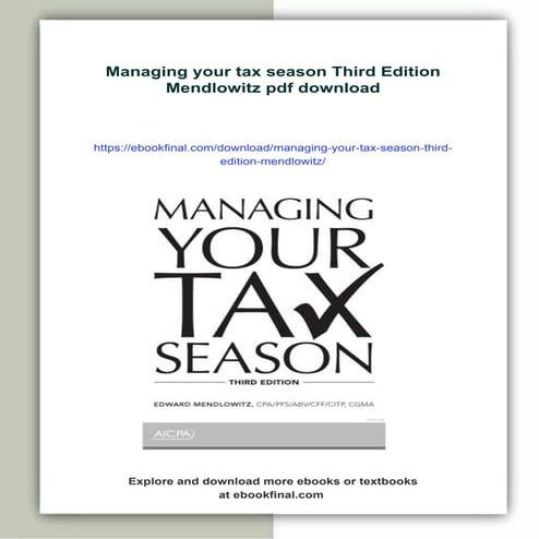 Managing your tax season Third Edition Mendlowitz | PDF