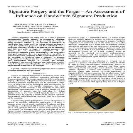 Signature Forgery and the Forger – An Assessment of Influence on ...