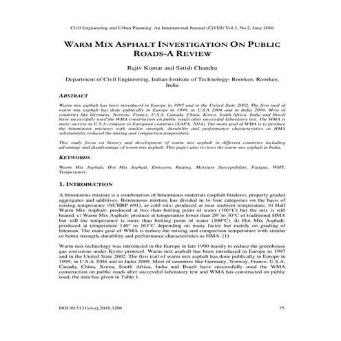 Warm Mix Asphalt Pavement Design | PPTX