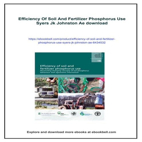 Efficiency Of Soil And Fertilizer Phosphorus Use Syers Jk Johnston Ae | PDF