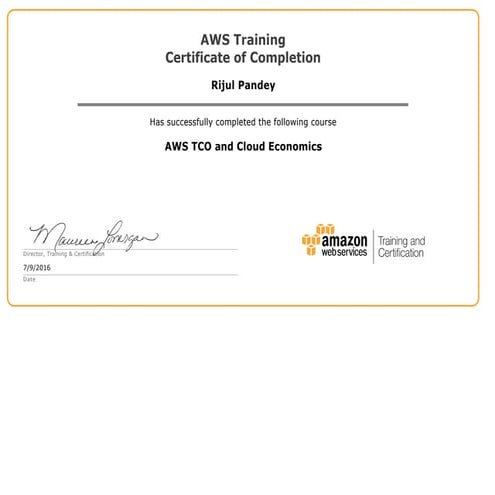 certificate TCO and cloud Economics | PDF