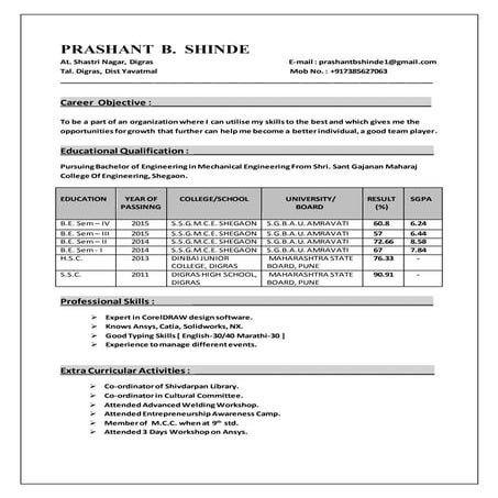 Prashant Shinde resume | PDF