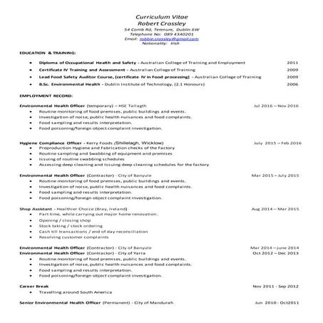 Robert Crossley CV 08 November 2016 | DOCX