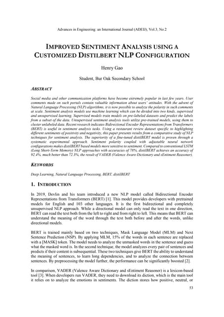 Improved Sentiment Analysis Using A Customized Distilbert Nlp 7874