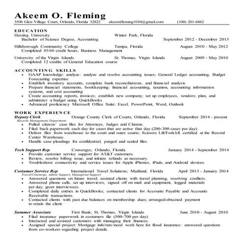Akeem Fleming Accounting Resume | PDF