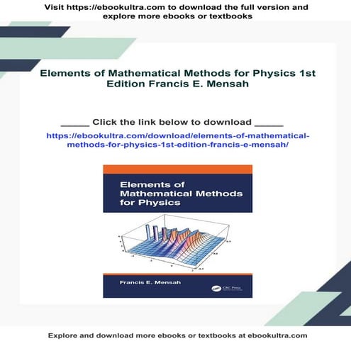 Elements of Mathematical Methods for Physics 1st Edition Francis E ...