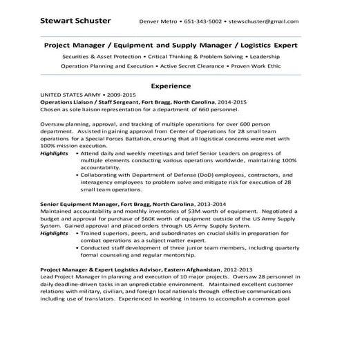 Stewart Schuster general Resume | PDF