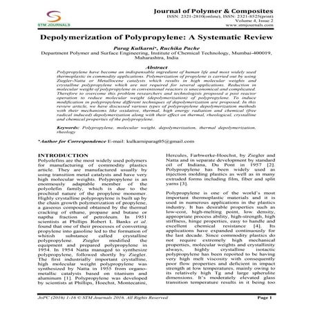 Depolymerization OF PP Review Article | PDF