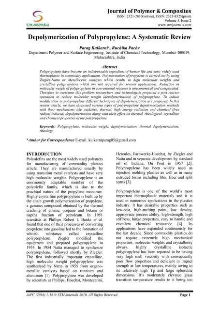 Industrial processes for synthesis of polypropylene | PPTX | Chemistry ...