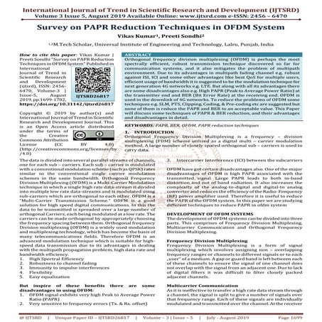 Survey On Papr Reduction Techniques In Ofdm System Pdf