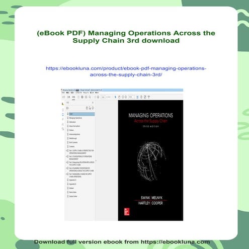 (eBook PDF) Managing Operations Across the Supply Chain 3rd | PDF
