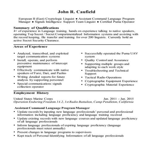 John Caufield's Resumé for caljobs | DOCX