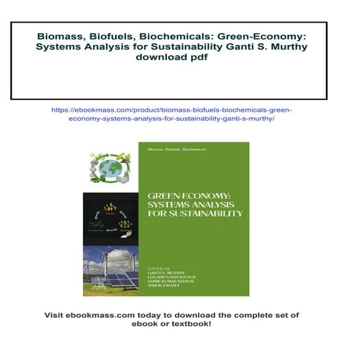 Biomass, Biofuels, Biochemicals: Green-Economy: Systems Analysis for ...