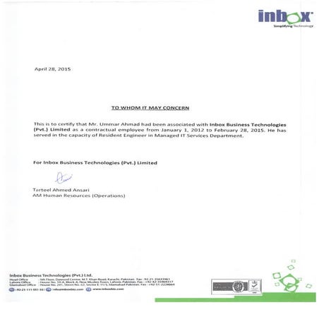 Experince latter 2 | PDF