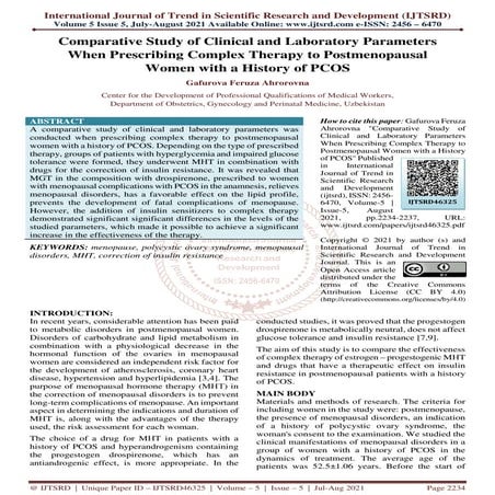 Comparative Study of Clinical and Laboratory Parameters When Prescribing Complex Therapy to ...