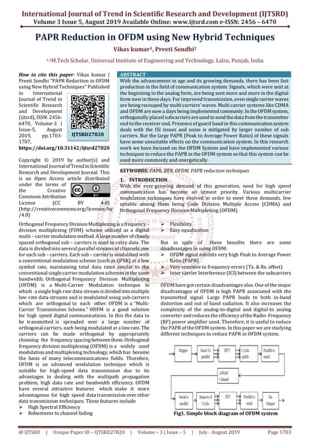 Simulation Study and Performance Comparison of OFDM System with QPSK and BPSK | PDF