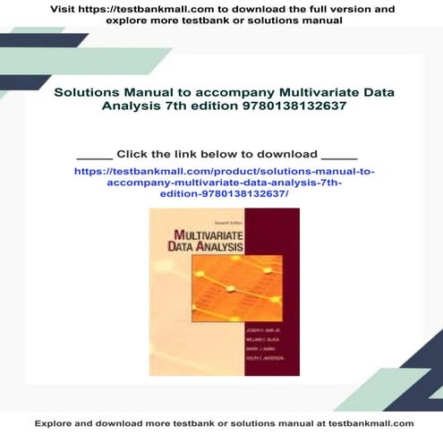 Solutions Manual to accompany Multivariate Data Analysis 7th edition 9780138132637 | PDF