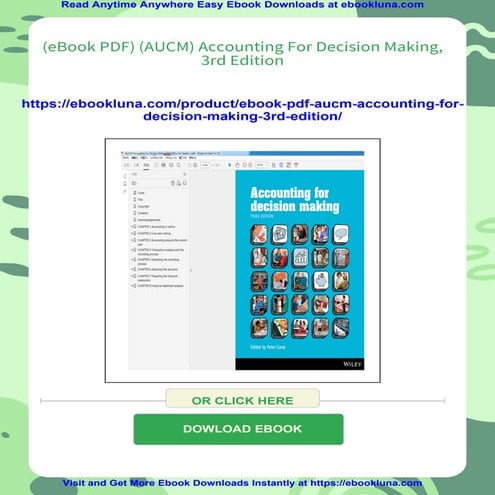 (eBook PDF) (AUCM) Accounting For Decision Making, 3rd Edition | PDF