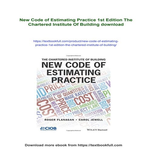 New Code of Estimating Practice 1st Edition The Chartered Institute Of ...