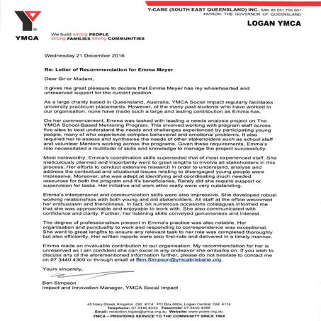 Letter of Recommendation Emma Meyer | PDF