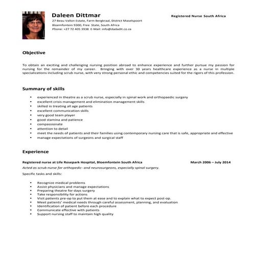 Daleen Dittmar CV | PDF