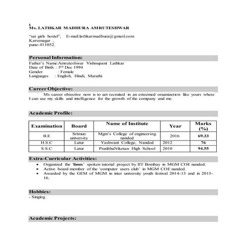 resume of joy | DOC