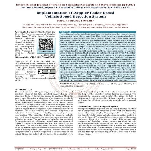 Implementation Of Doppler Radar Based Vehicle Speed Detection System Pdf
