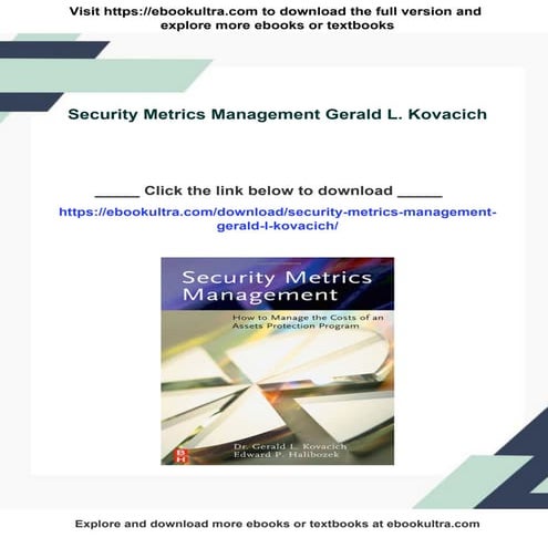 Security Metrics Management Gerald L. Kovacich | PDF