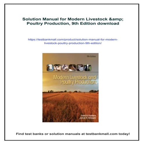 Solution Manual for Modern Livestock & Poultry Production, 9th Edition ...