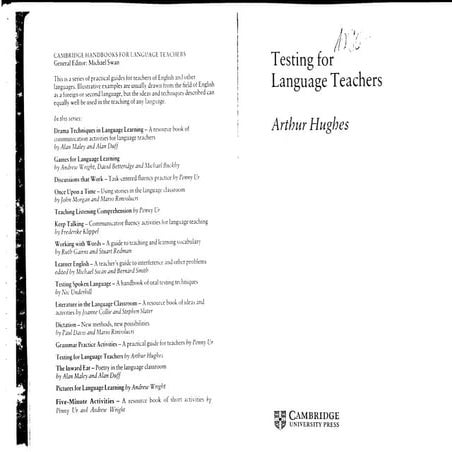 Testing for Language Teachers author Hughes in pdf | PDF