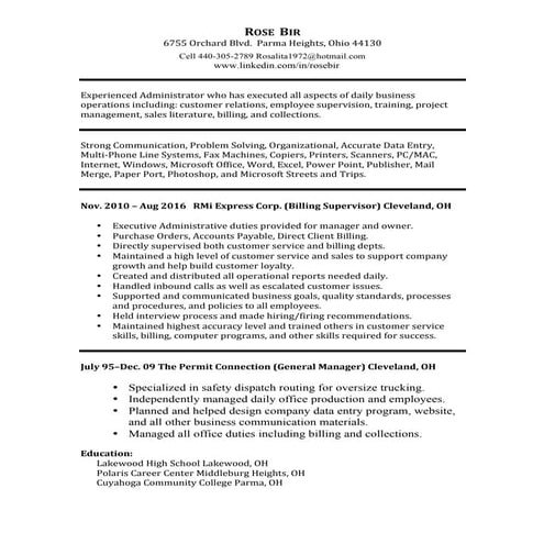 Rose Bir Resume 2016 | PDF