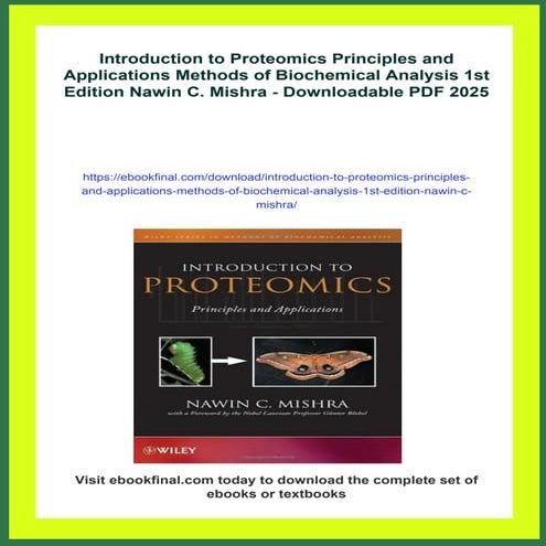 Introduction to Proteomics Principles and Applications Methods of Biochemical Analysis 1st ...
