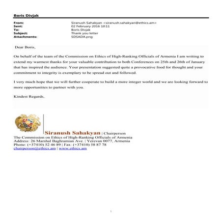 ARM thank you letter | PDF