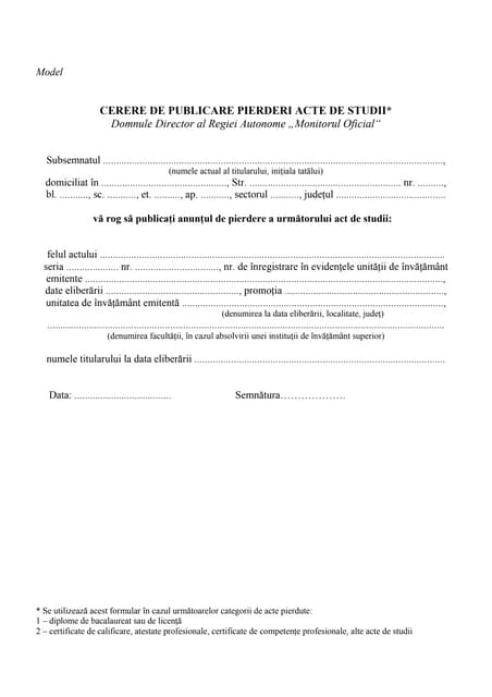 Scrisoare inaintare papetarie | DOC