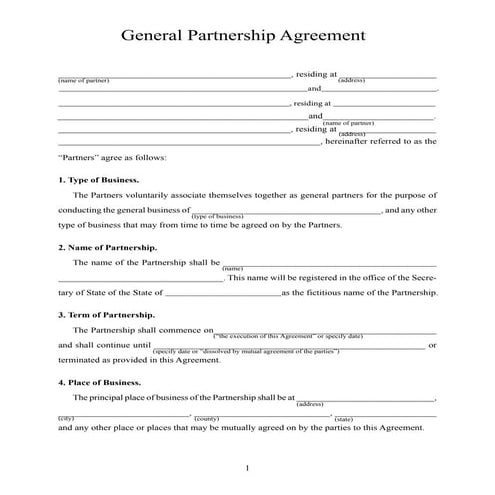 General Partnership Agreement | PDF