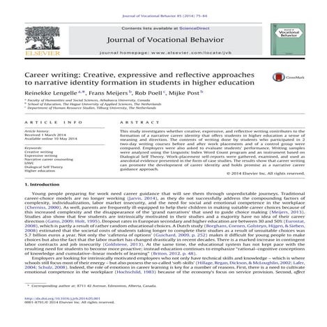 Journal of Vocational Behavior - Career writing 2014 | PDF