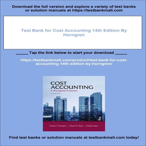 Test Bank for Cost Accounting 14th Edition By Horngren | PDF