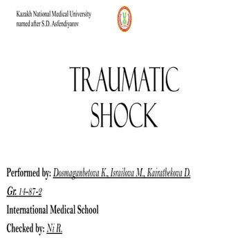 Causes and treatment of traumatic shock in hospital | PPT