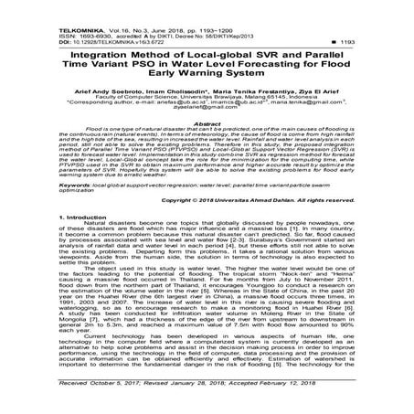 Stream Flow Forecasting Using Least Square Support Vector Regression | PDF