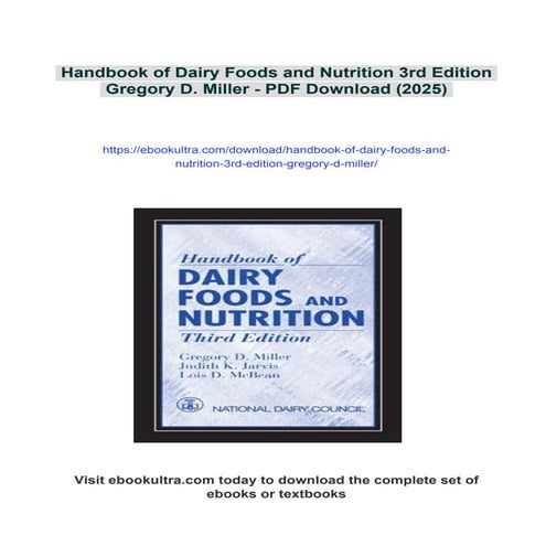 Handbook of Dairy Foods and Nutrition 3rd Edition Gregory D. Miller | PDF