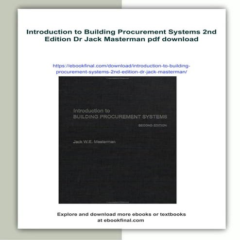 Introduction to Building Procurement Systems 2nd Edition Dr Jack Masterman | PDF
