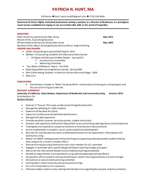 Carter Roane Student Affairs Resume | PDF